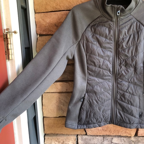 Spyder | Jackets & Coats | Spyder Mineral Gray Hybrid Full Zip Jacket ...